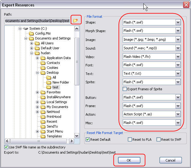 How to export FLA and all swf elements to various formats?